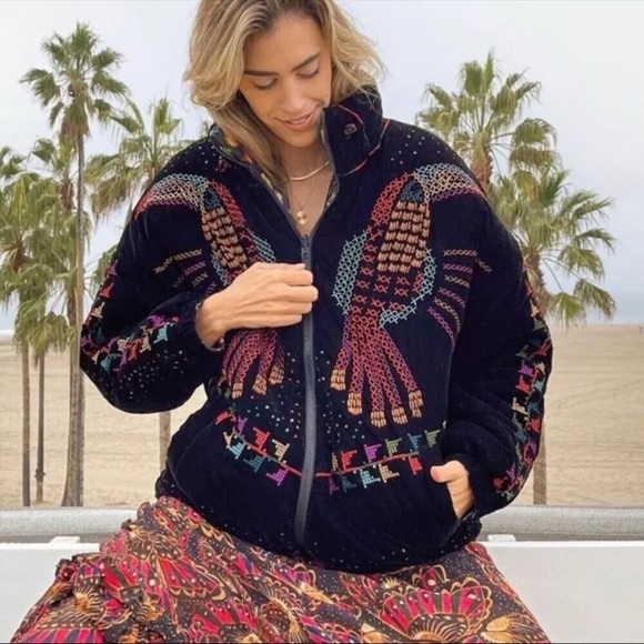 FARM Rio | Jackets & Coats | Farm Rio Nwt Reversible Embroidered Velvet ...